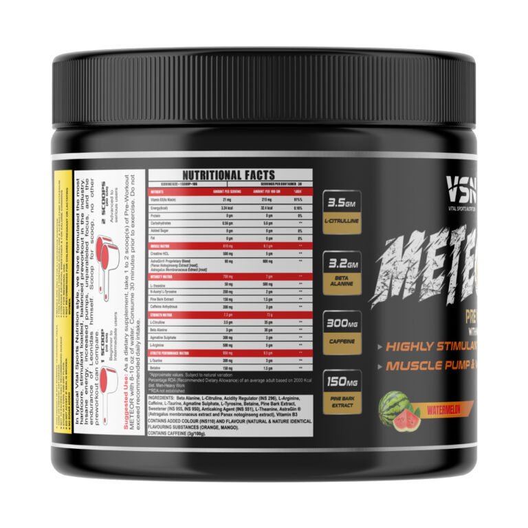 300mg Caffeine | Hard Core Pre-Workout | VSN Meteor Pre Workout – 100g ...